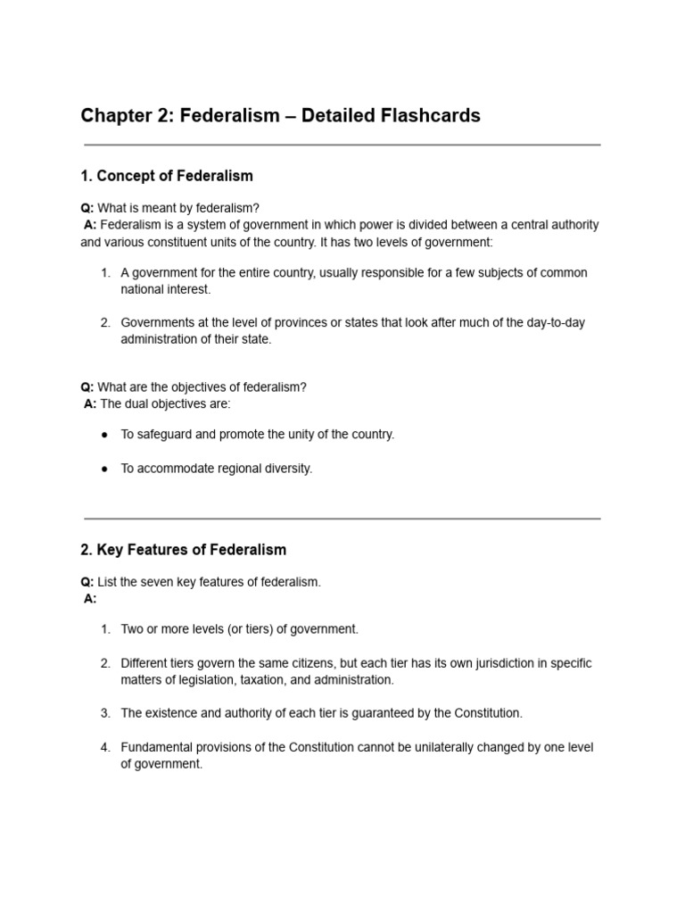 Chapter 2 - Federalism - Detailed Flashcards | PDF | Political Science ...