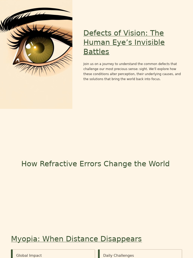 Defects of Vision The Human Eyes Invisible Battles | PDF | Myopia ...