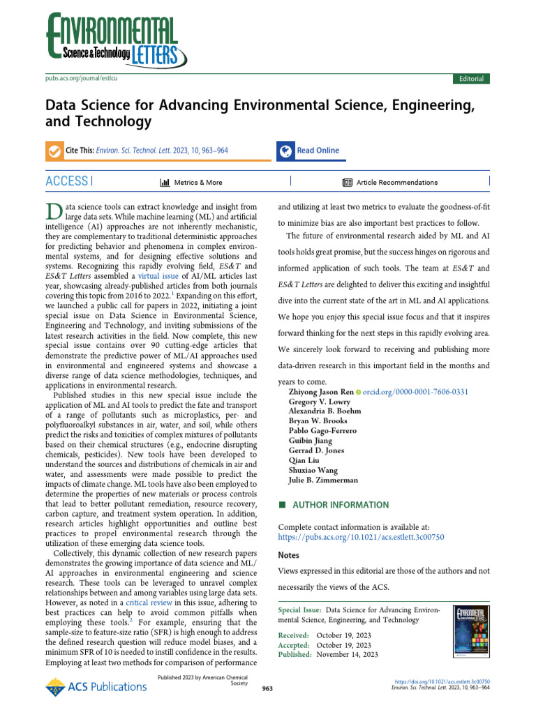 Ren Et Al 2023 Data Science For Advancing Environmental Science ...
