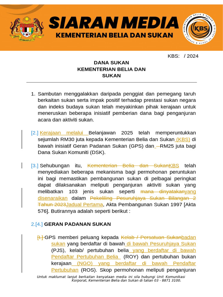 Draf Siaran Media GPS Dan DSK 2025 v.2 | PDF