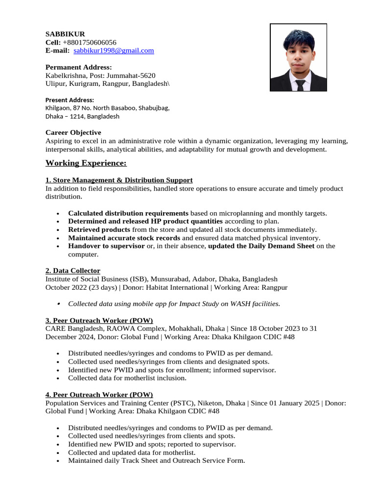 Final - Revised Sabbikur CV 1 | PDF