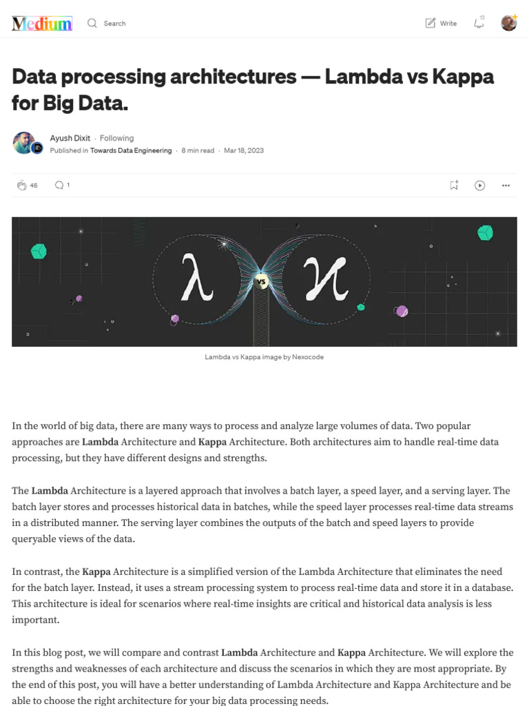 Data Processing Architectures - Lambda Vs Kappa For Big Data. - by Ayush Dixit - Towards Data ...