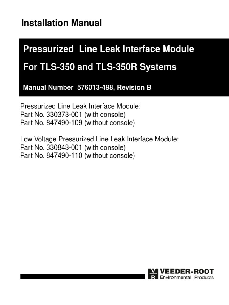 Pressurized Line Leak Interface Module For TLS-350 and TLS-350R Systems ...