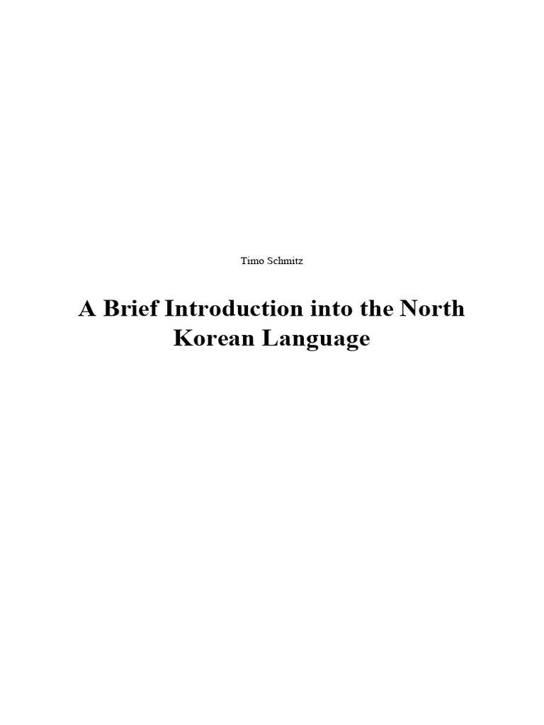 A Brief Introduction Into The North Korean Language | PDF | Korean ...