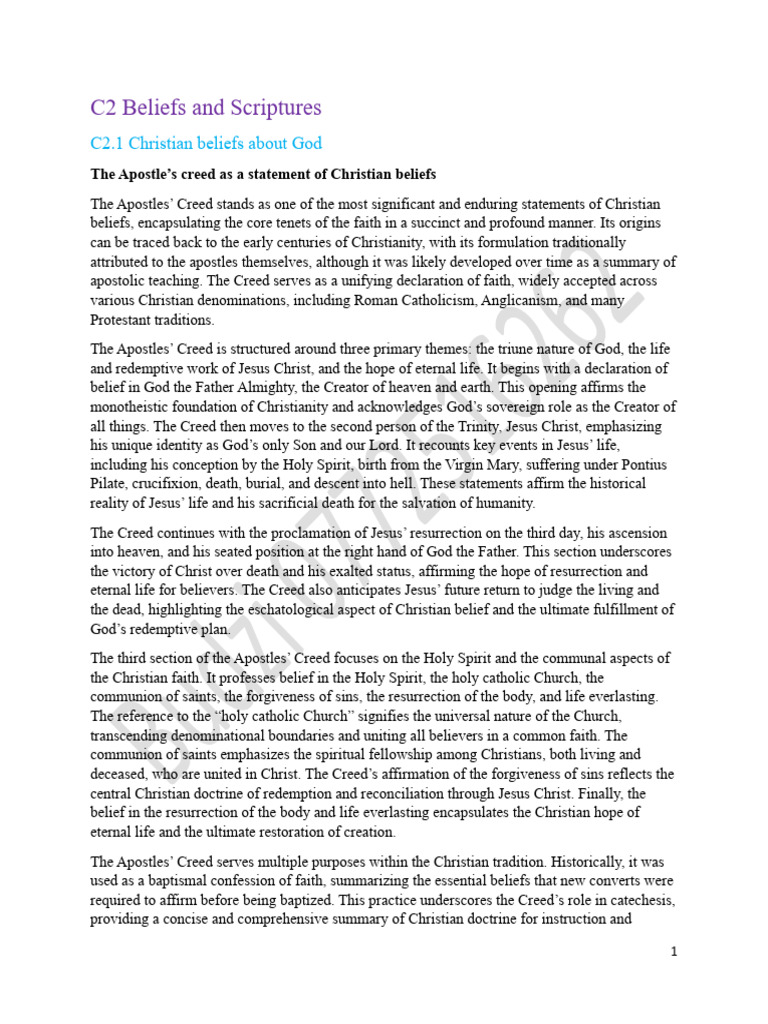 Apostles' Creed: Core Christian Beliefs | PDF | Jesus | Trinity