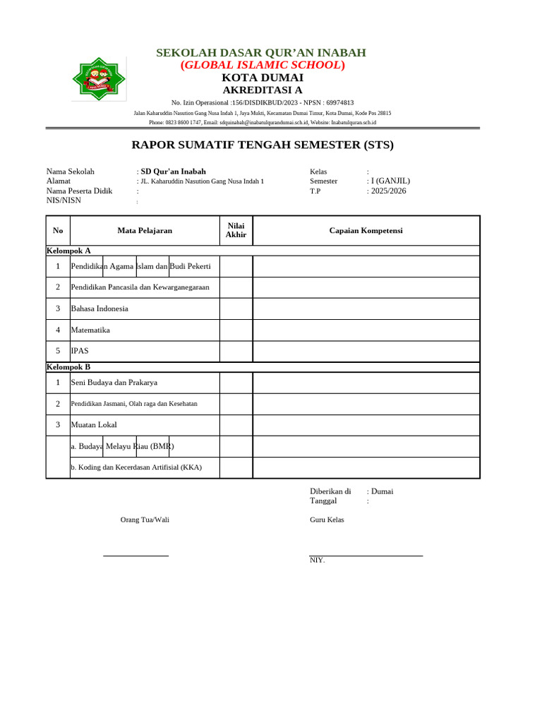 Rapor STS Terbaru .. | PDF
