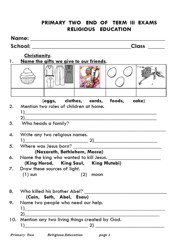 Primary Two Religious Education | PDF