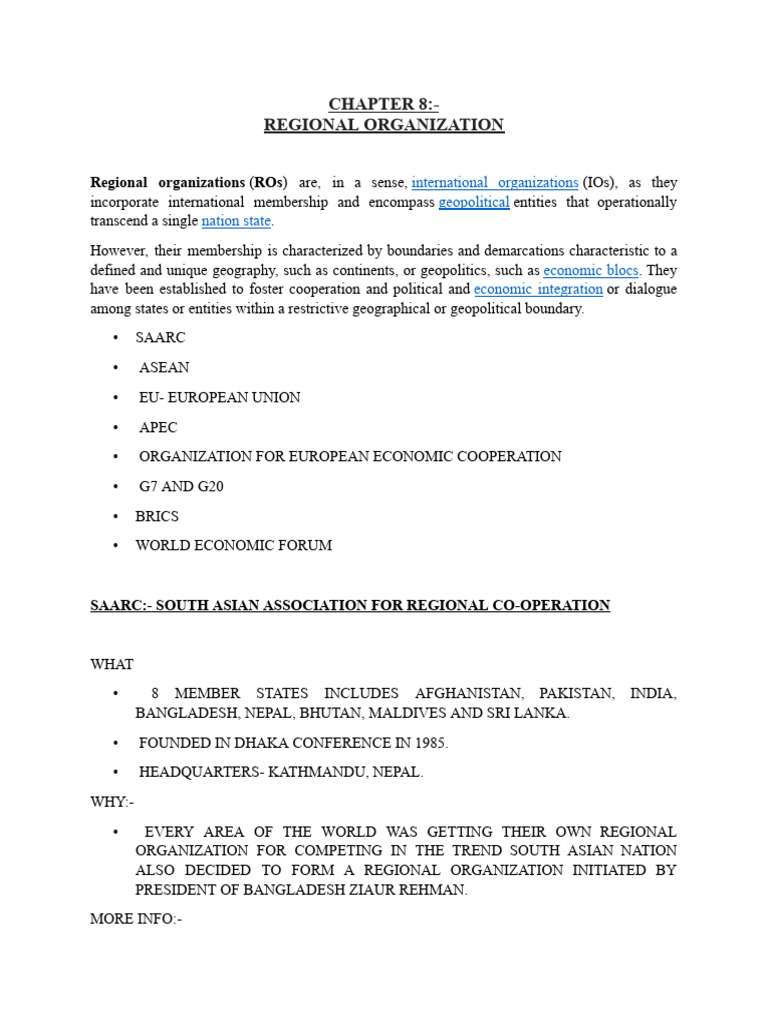 Chapter 8 Regional Organizations | PDF | Asia Pacific Economic ...