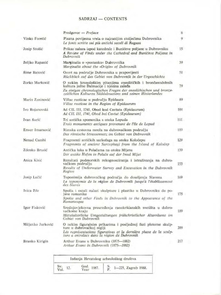 Arheoloska Istrazivanja U Dubrovniku I D | PDF