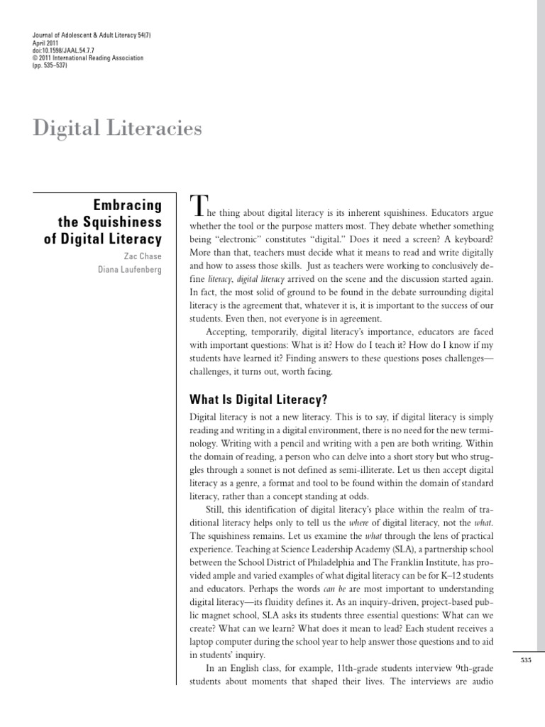 (2011) - Embracing The Squishiness of Digital Literacy | PDF | Literacy ...