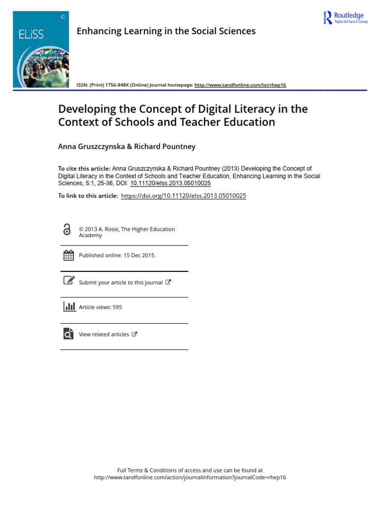 (2013) - Developing The Concept of Digital Literacy in The Context of ...