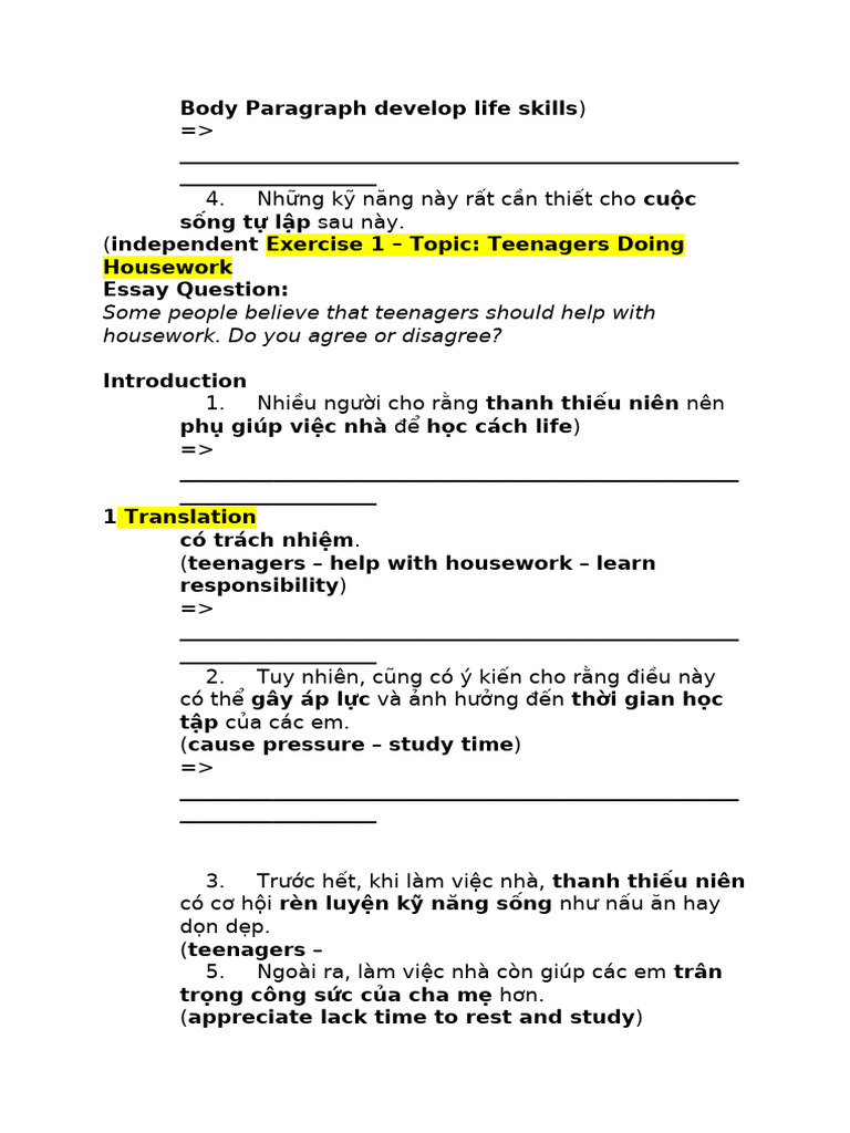 Body Paragraph Develop Life Skills | PDF