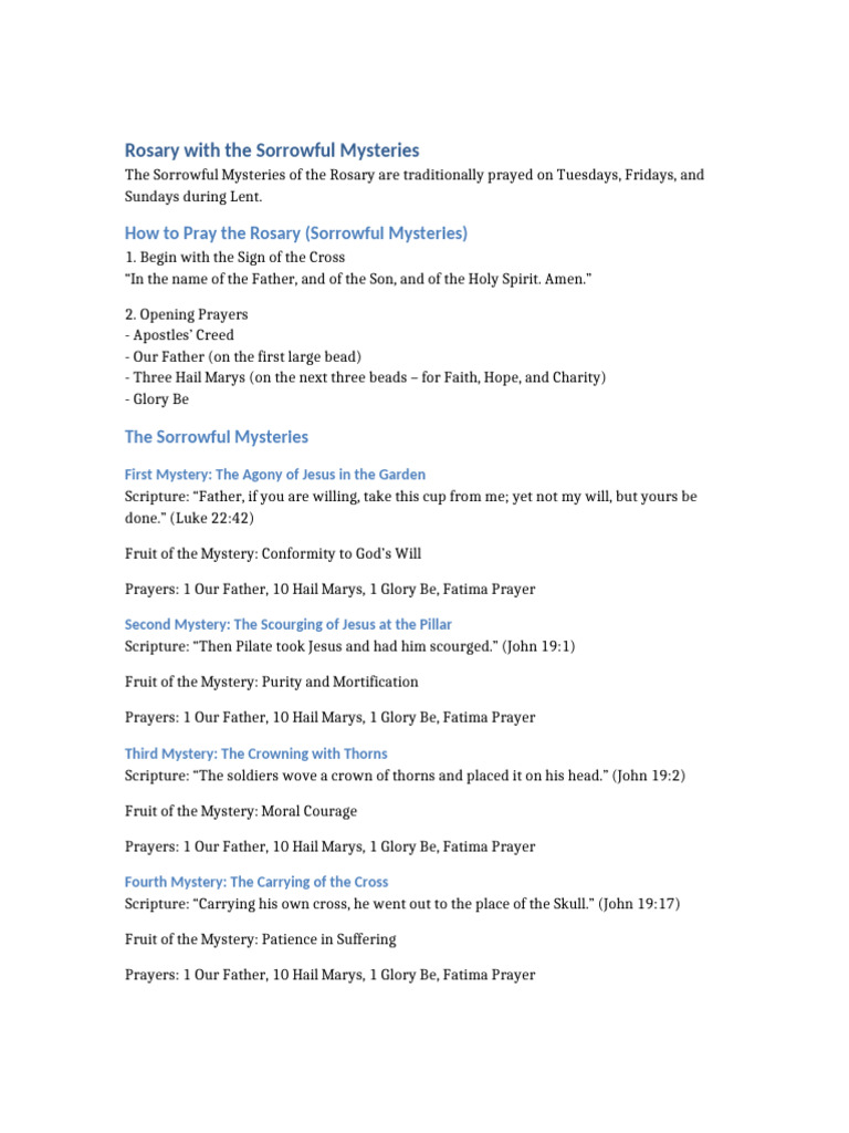 Rosary Sorrowful Mysteries | PDF