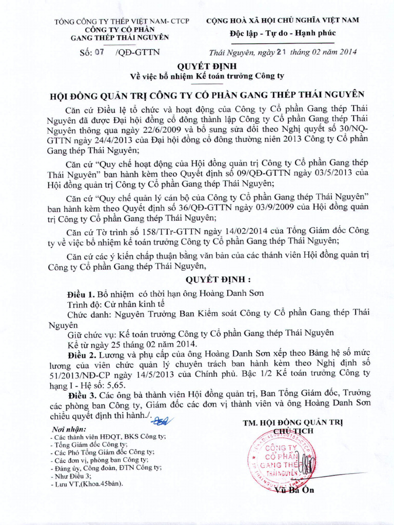 Tis - QD Bo Nhiem Ke Toan Truong | PDF