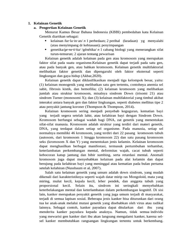 Memahami Kelainan Genetik dan Penyebabnya | PDF
