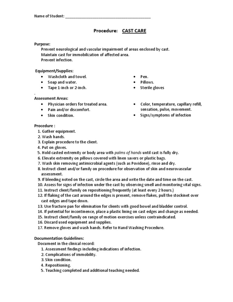Cast Care Nursing Guidelines | PDF | Wellness | Science & Mathematics