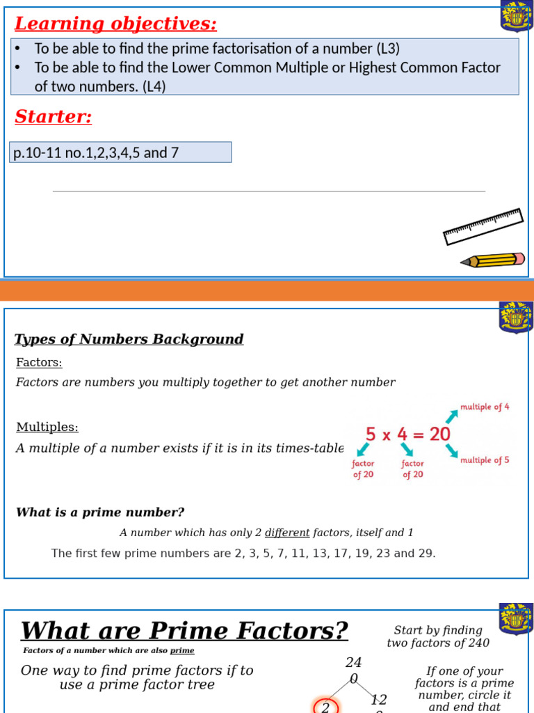 L4 Prime Factors HCF and LCM | PDF | Algebra | Discrete Mathematics