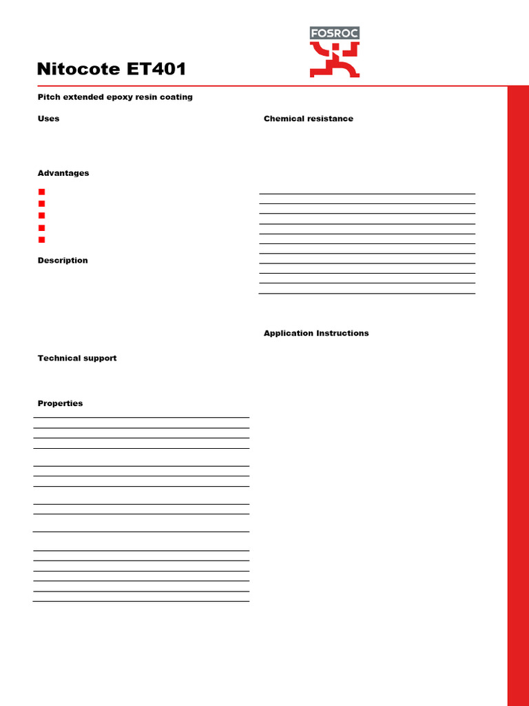 Nitocote ET401 Data Sheet | PDF | Concrete | Epoxy