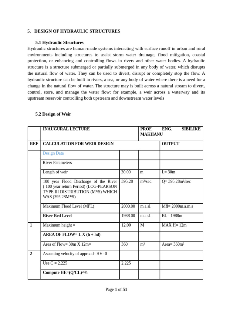Section 5 - Design of Hydraulic Structures Edited-1 | PDF | Flood | River