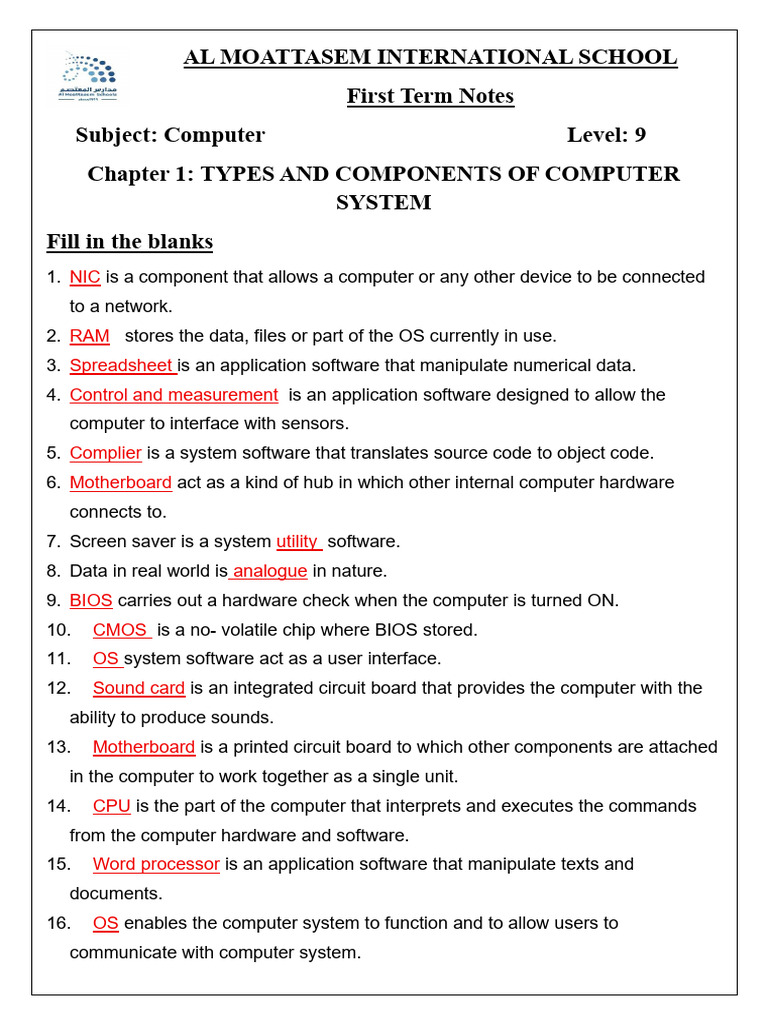 Grade 3 ICT Notes - Unit 1 | PDF | Graphical User Interfaces | Input/Output