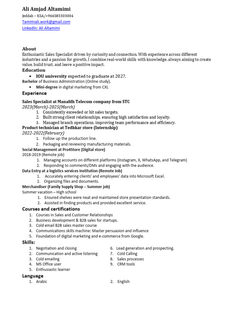 Ali's Resume | PDF