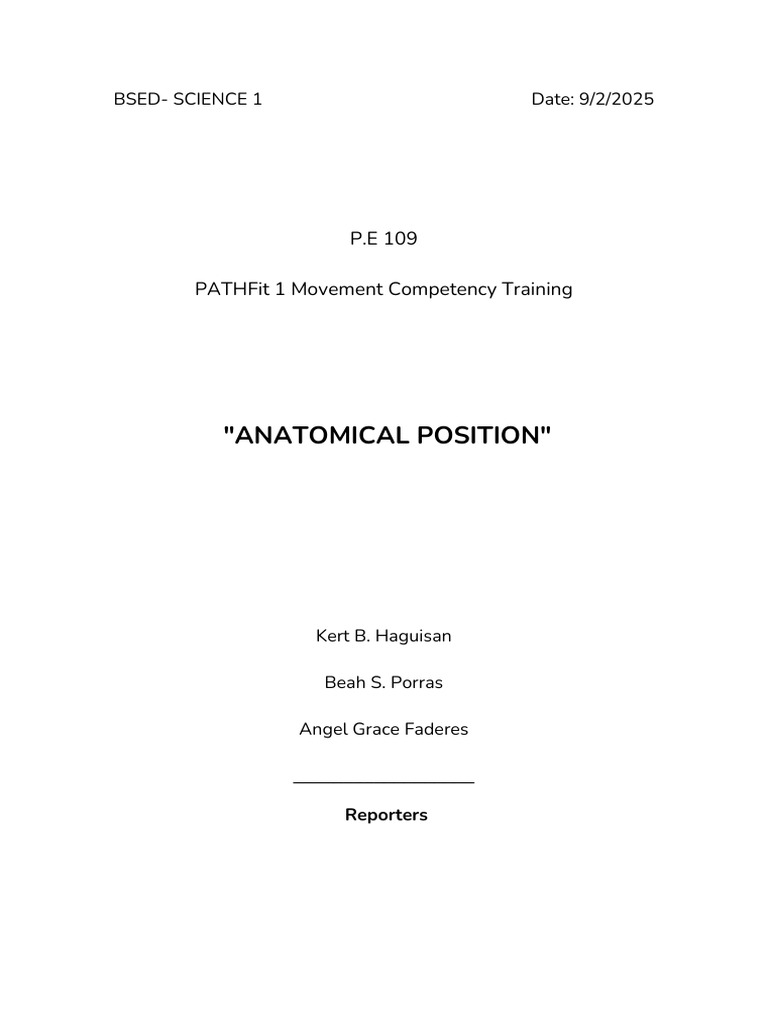 PATHfit 1, Report | PDF