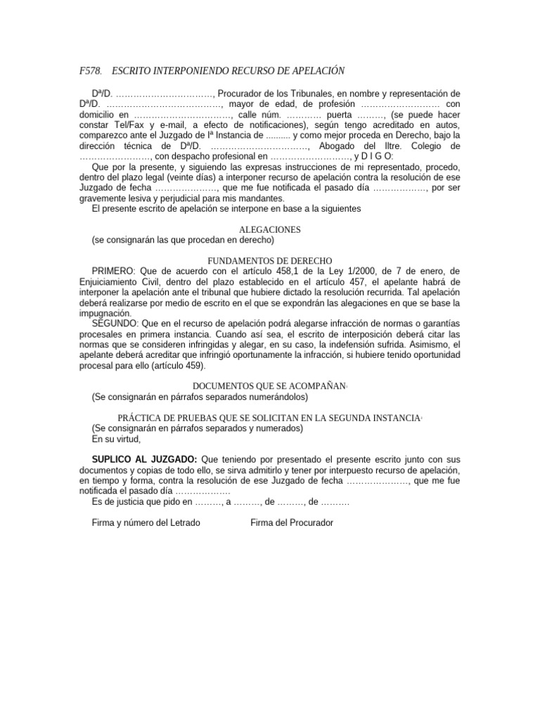 Model Recurs D'apel Lació | PDF | Apelación | Justicia