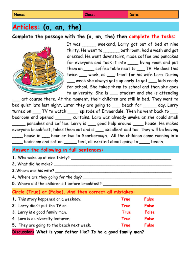 Article Exercise Grade 4 | PDF