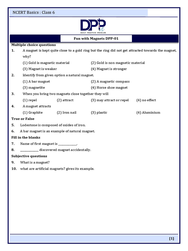 Fun with Magnets: Class 6 NCERT Guide | PDF | Magnet | Magnetism