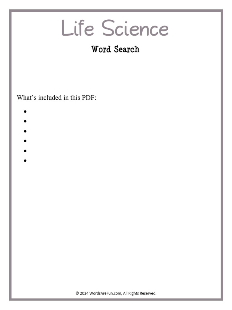 Life Science Word Search Puzzle | PDF | Predation | Ecosystem