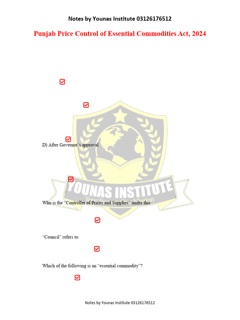 Punjab Price Control Act 2024 Overview | PDF | Appeal | Fine (Penalty)