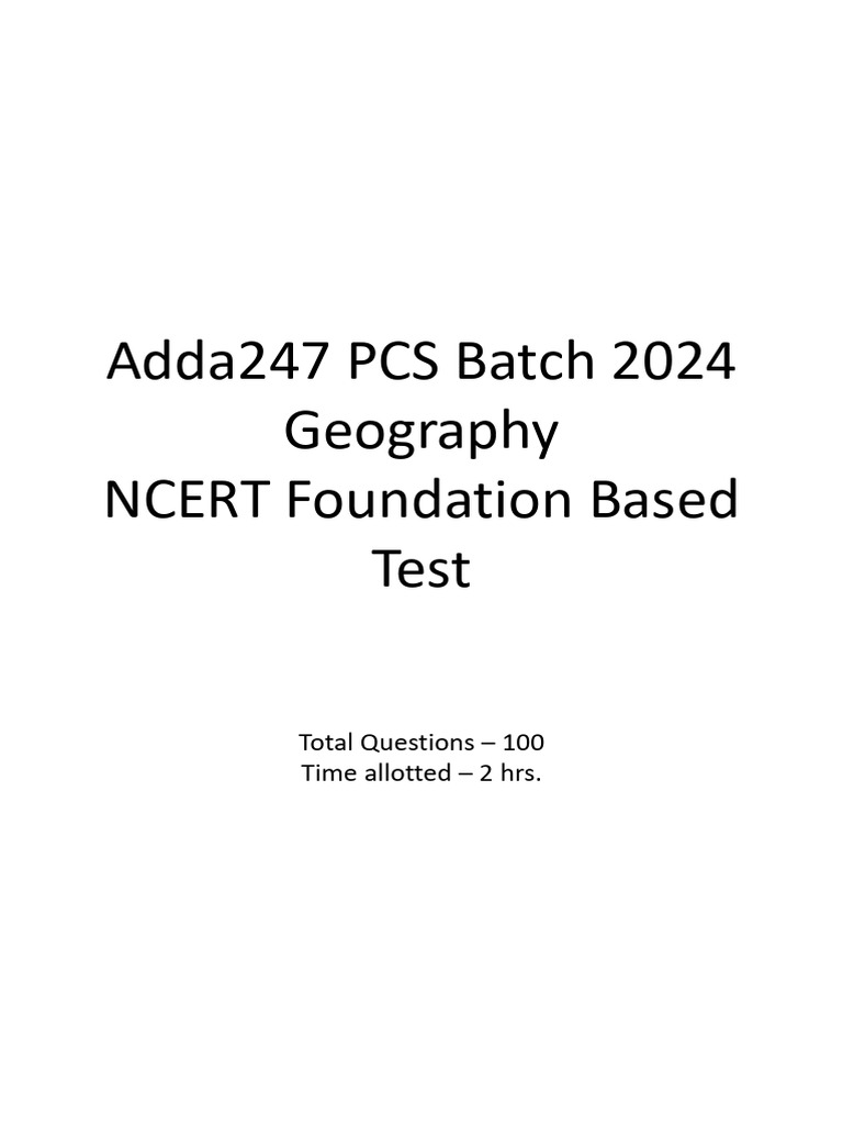 Geography Test Paper One | PDF