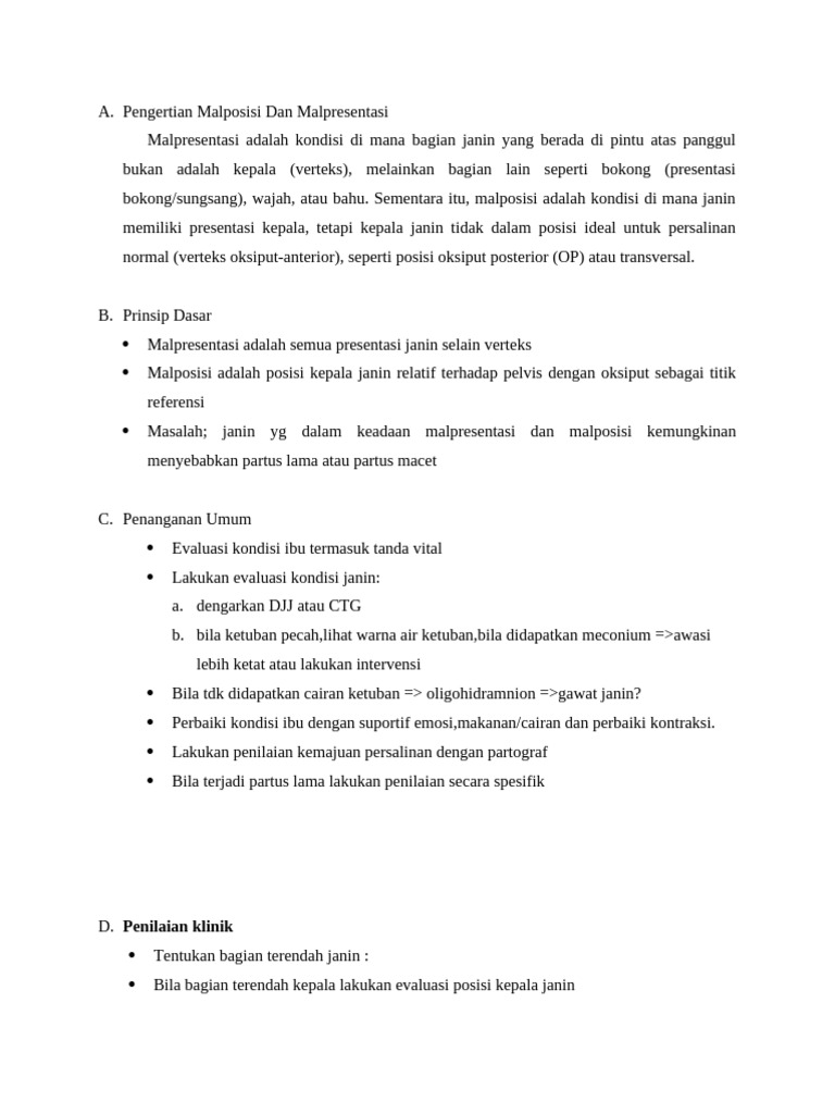 Malposisi dan Malpresentasi Janin | PDF