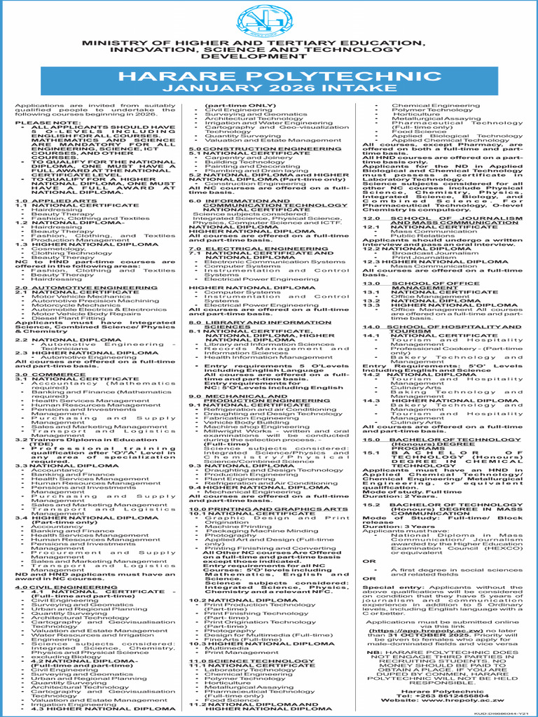 Poly Advert 2026 Enrolment | PDF