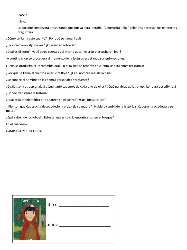 Secuencias - La Caperucita Roja 2 | PDF | Caperucita Roja