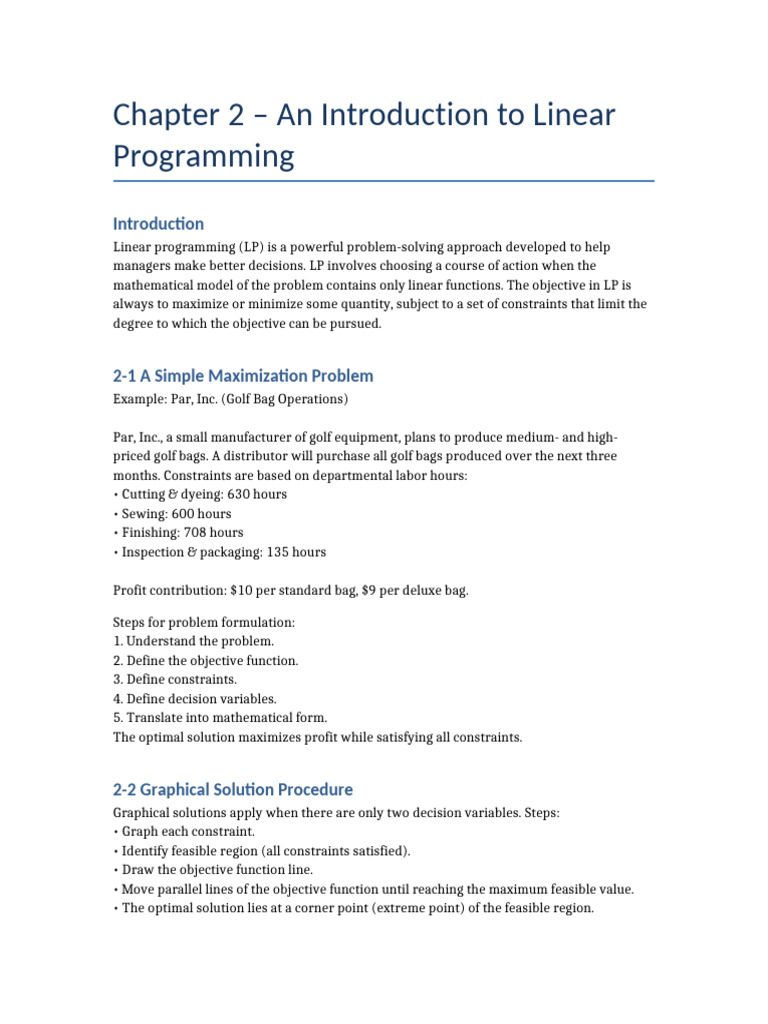 Chapter2 Linear Programming | PDF | Mathematical Optimization | Linear ...
