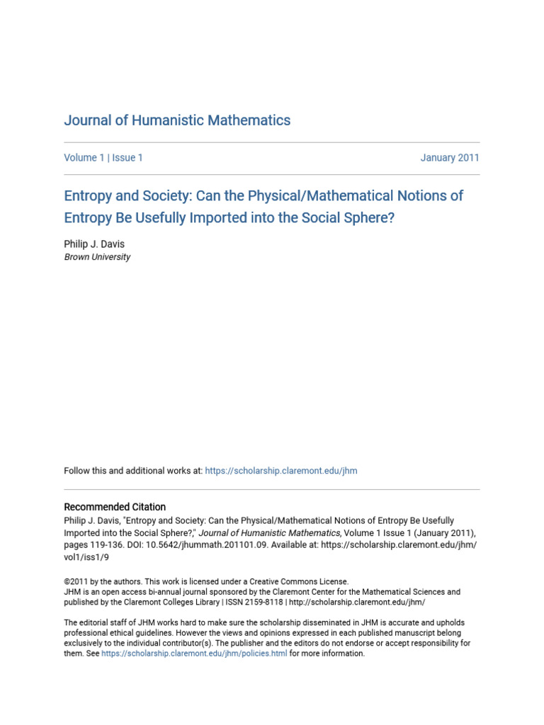 Entropy and Society | PDF | Entropy | Heat