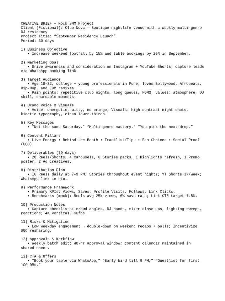 Creative Brief Mock Project | PDF
