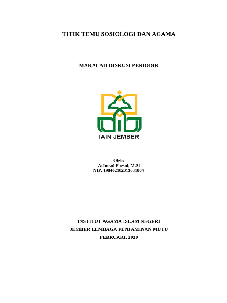 Titik Temu Sosiologi dan Agama | PDF