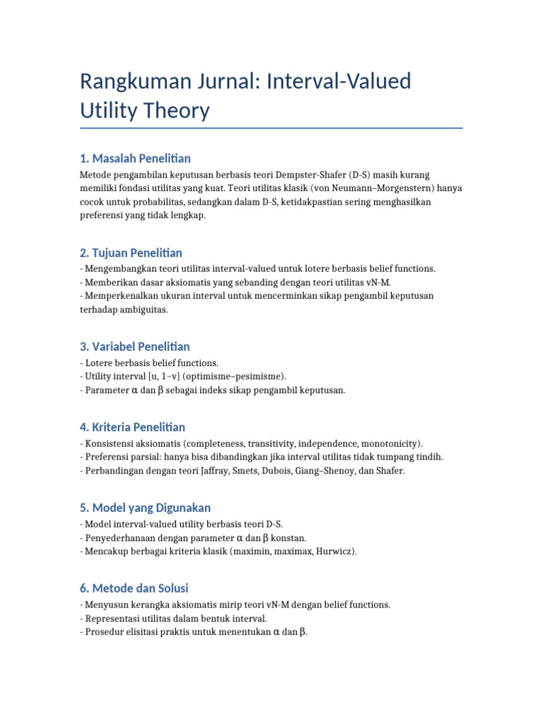 Rangkuman Jurnal Interval Utility | PDF