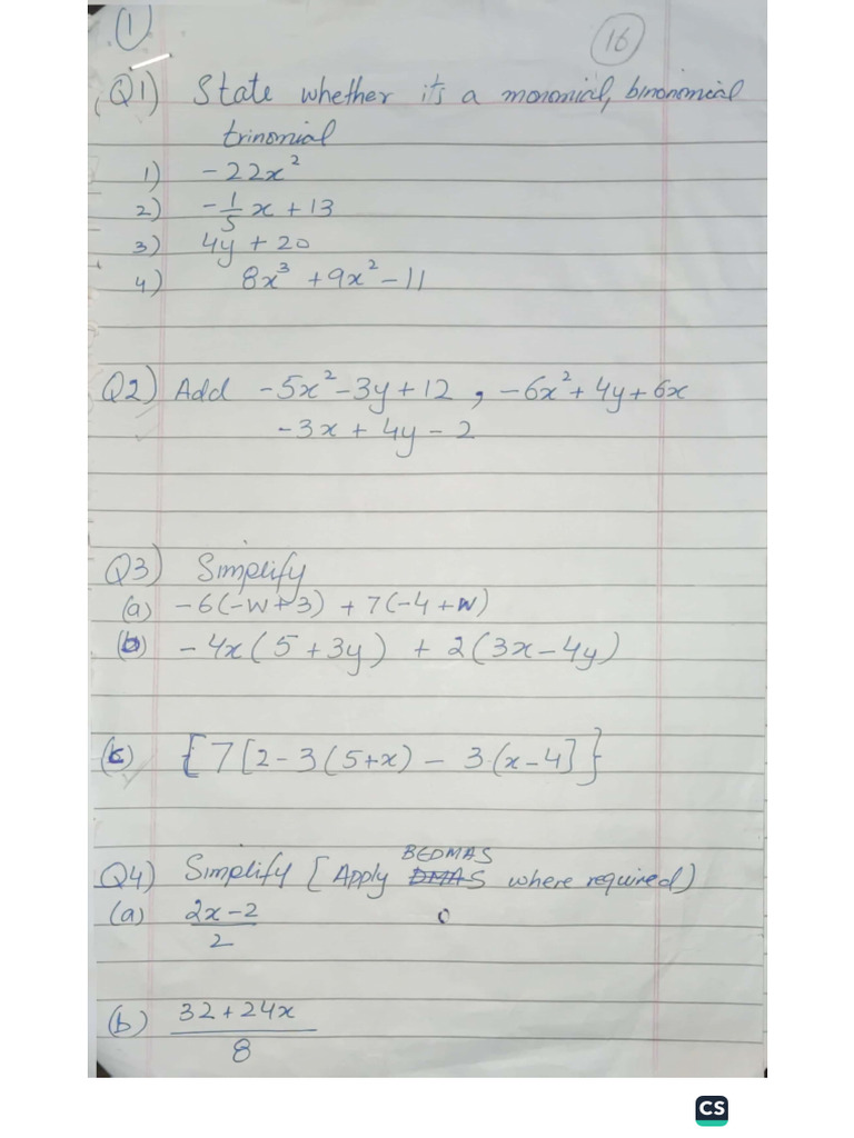 Algebra Hand Written | PDF