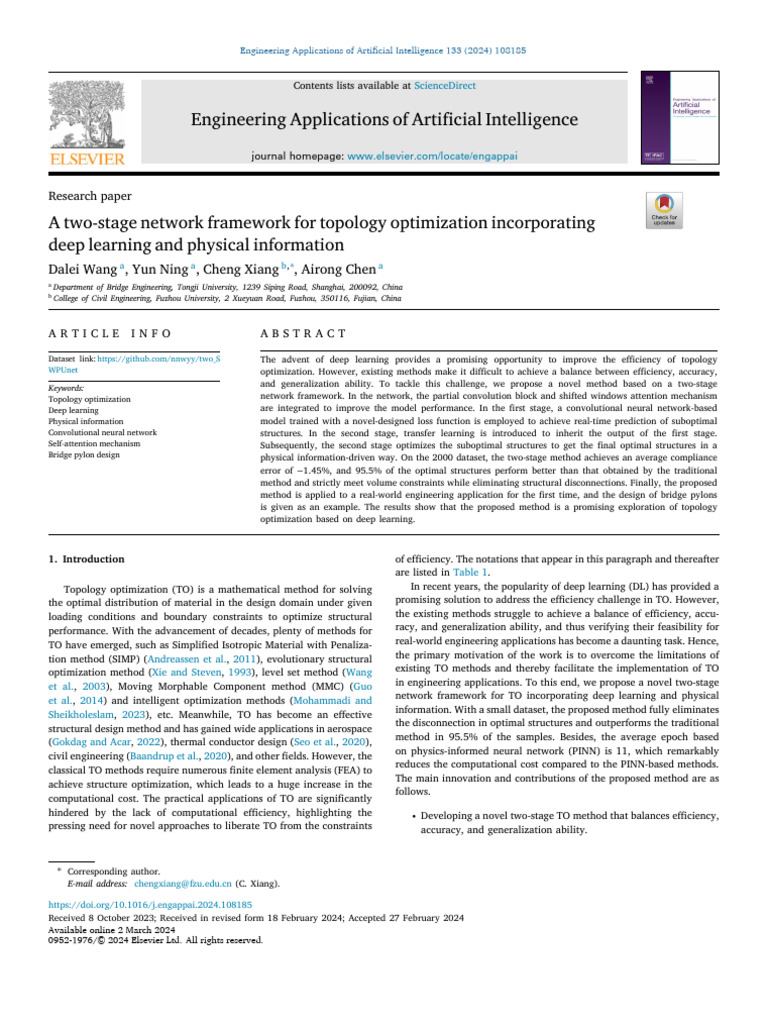 A Two Stage Network Framework For Topology Optim 2024 Engineering Applicatio | PDF | Image ...