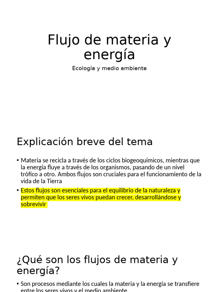 Flujos de Materia y Energía en Ecosistemas | PDF | Naturaleza ...