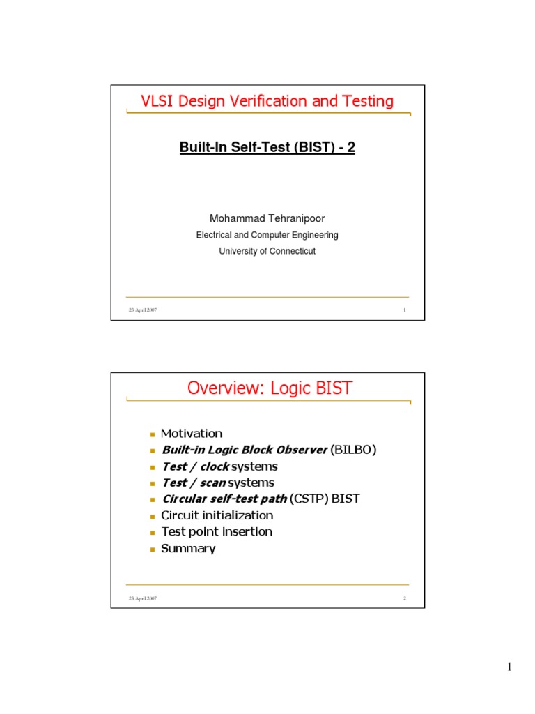 VLSI Design Verification and Testing: Overview: Logic BIST | PDF ...