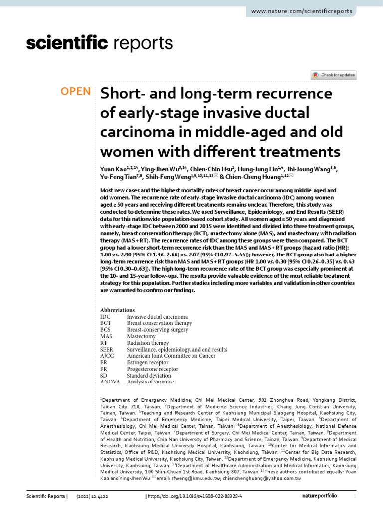 Recurrence Rates of IDC in Older Women | PDF | Breast Cancer | Cancer