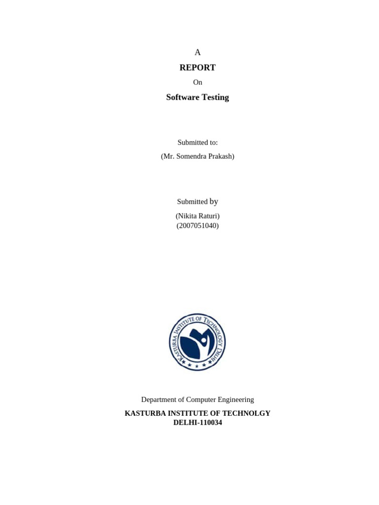 CSE Software Testing REPORT | PDF | Software Testing | Software Industry