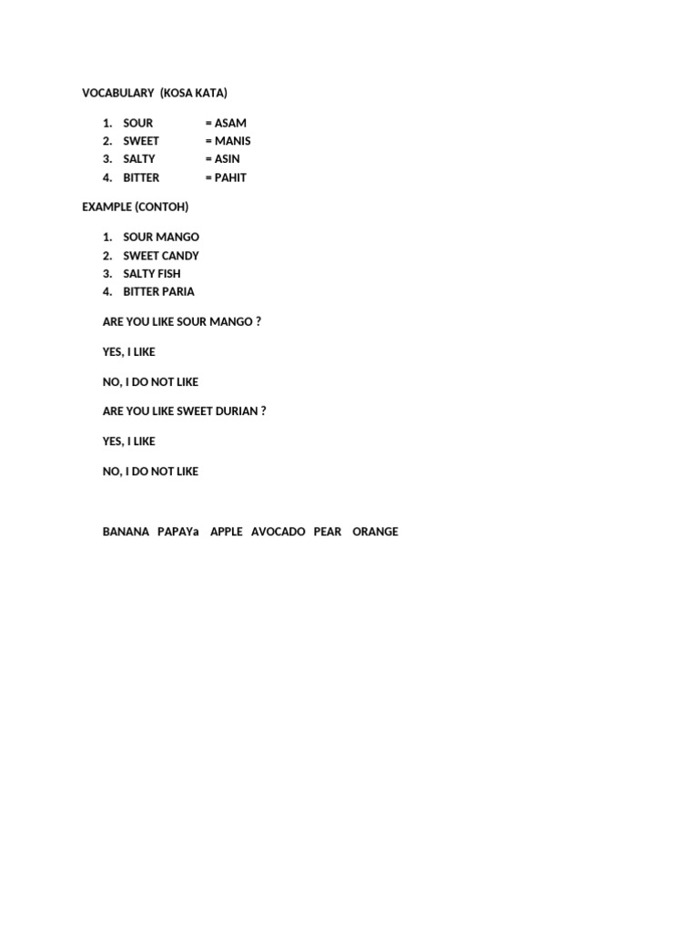 Indonesian Food Vocabulary Guide | PDF