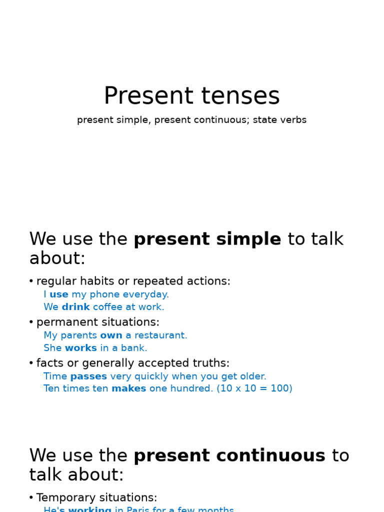 Understanding Present Tenses in English | PDF