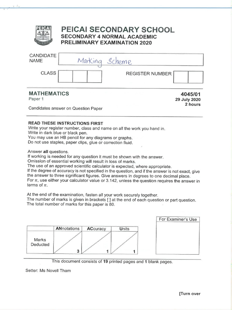 2020 - 4NA Prelim - P1 - MS | PDF