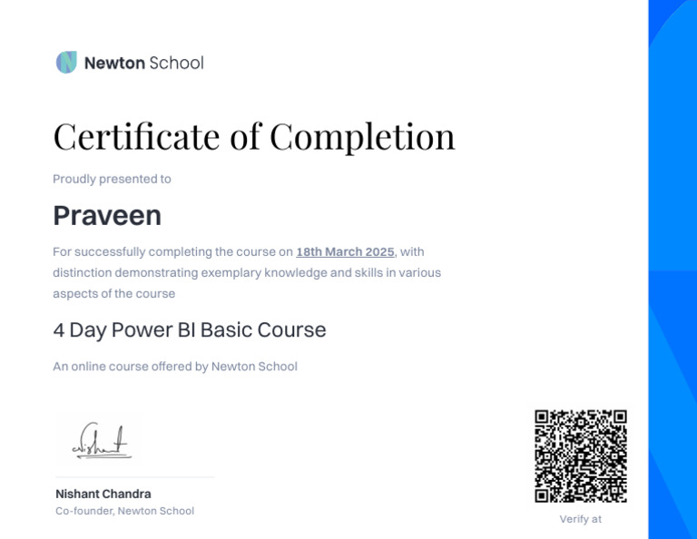 Power BI Basic Course Certificate | PDF